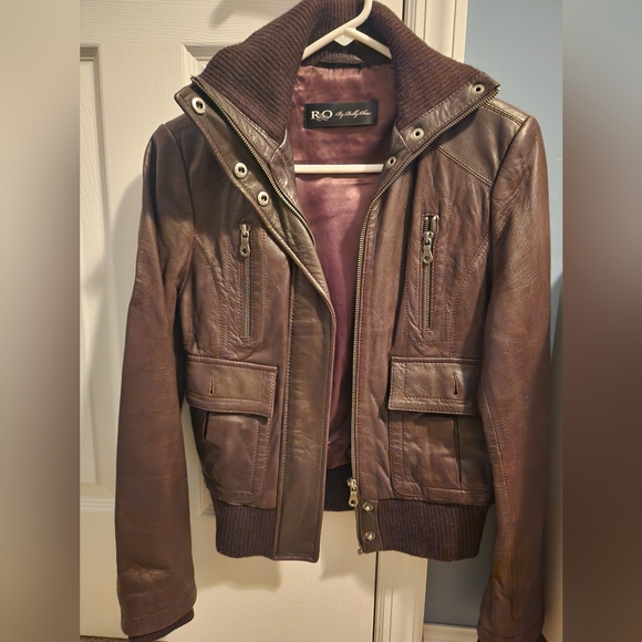 R&O | Jackets & Coats | Ro Reilly Olmes Womens Brown Leather Bomber ...